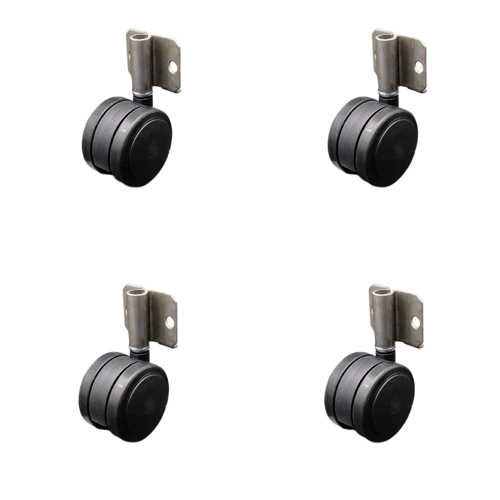 2.375 Inch Black Soft Twin Wheel Caster with Side Mount Set SCC ...
