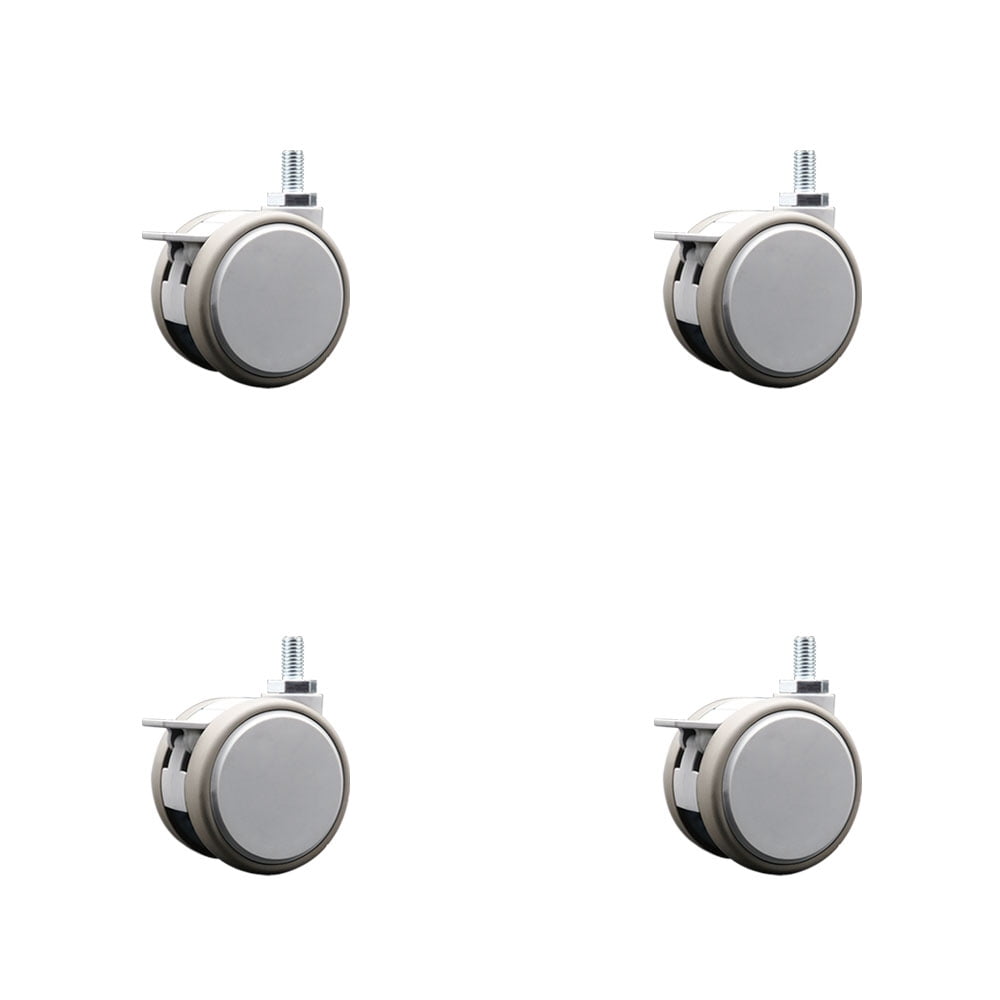 2.375 Inch MRI Safe Casters with Brakes – 3/8 Inch Threaded Stem – Set ...