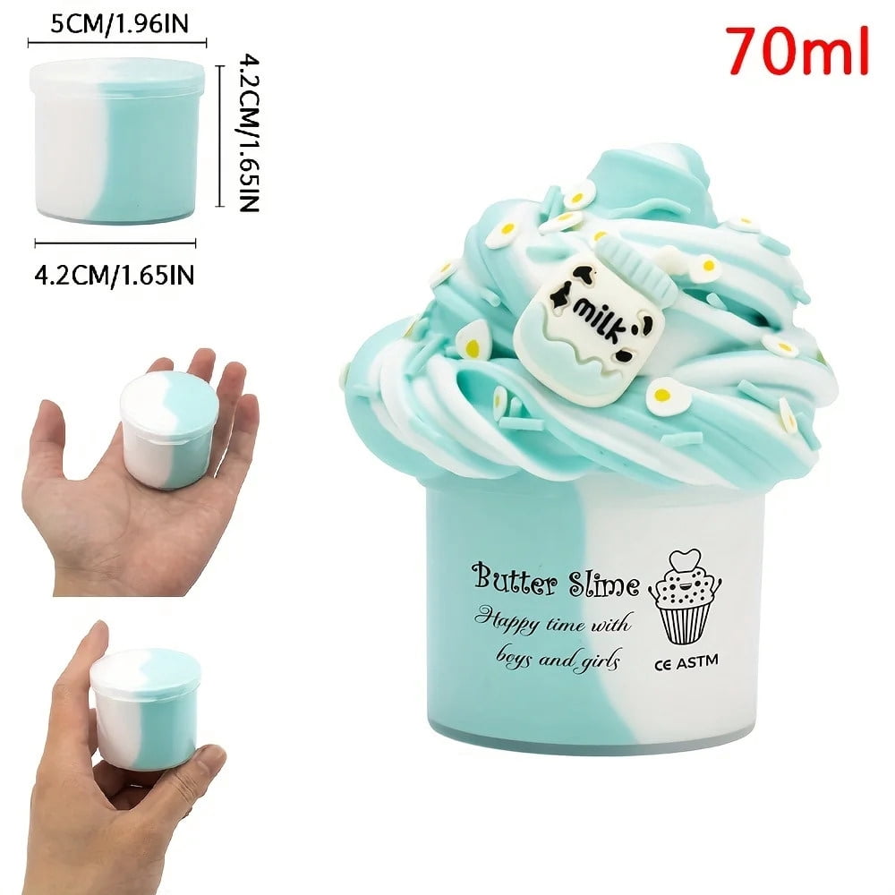2.37oz Fluffy Two-Tone Butter Slime Super Soft Clay Stretchy Non-sticky ...