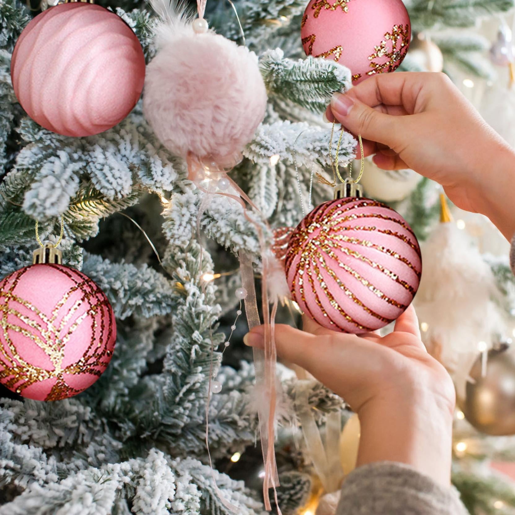 2.38"/60mm Christmas Tree Decorations Ball, Pink Christmas Ball Baubles ...
