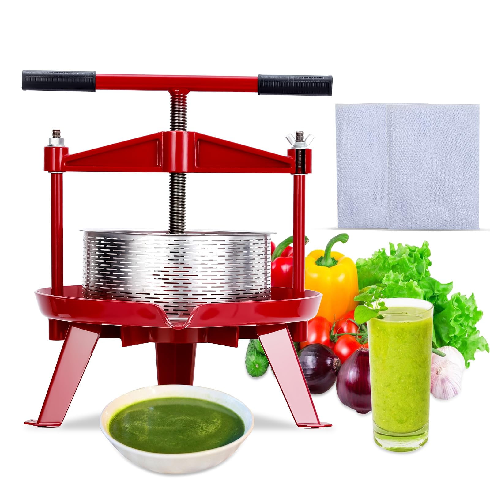 2.38 Gallon (9L) Stainless Steel Manual Fruit Wine Press - Multi ...