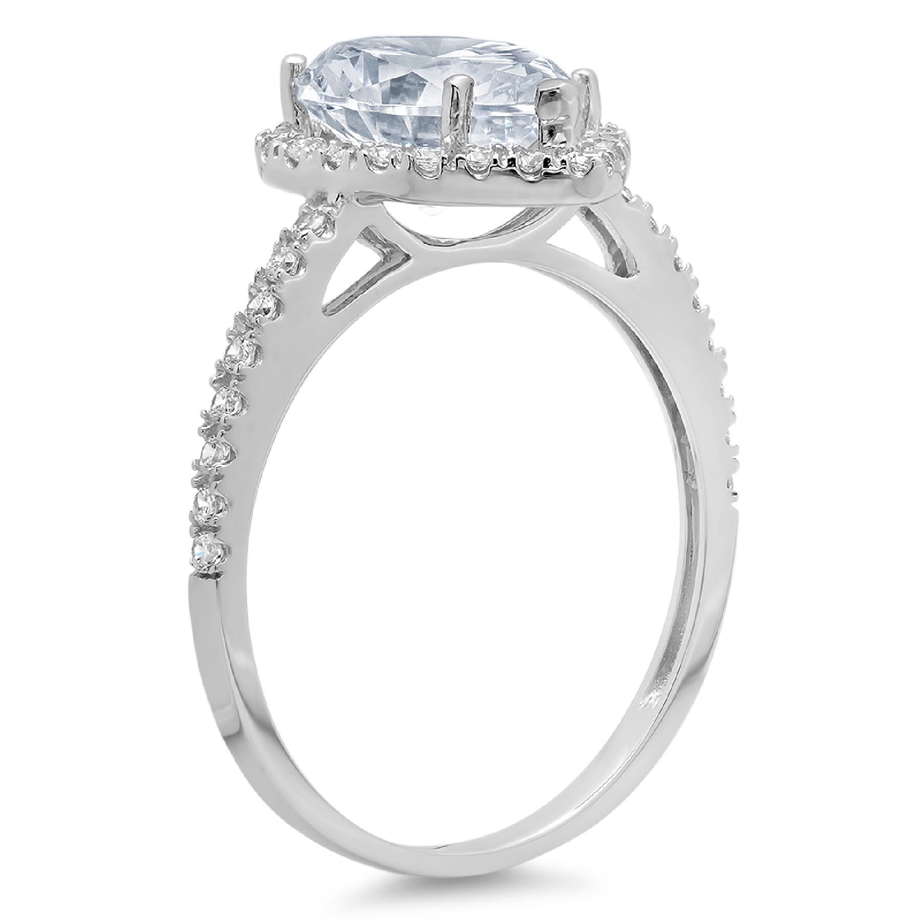 2.38 ct Pear Cut Natural Aquamarine Halo Engagement Ring for Women in 18K White Gold - Walmart.com