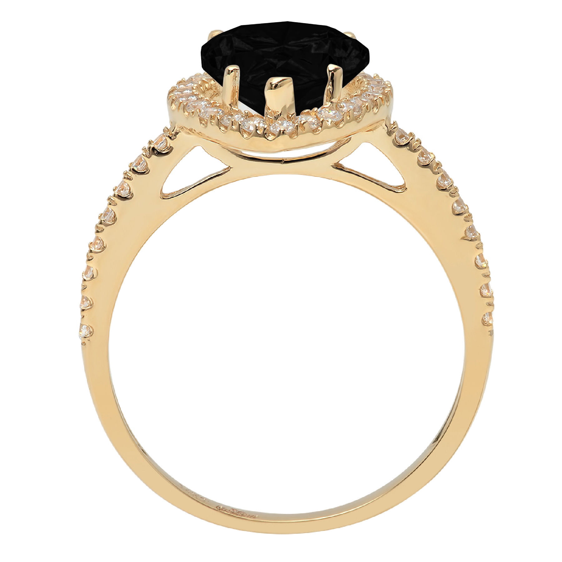 2.38 ct Pear Cut Natural Onyx Halo Engagement Ring for Women in 18K Yellow Gold - Walmart.com