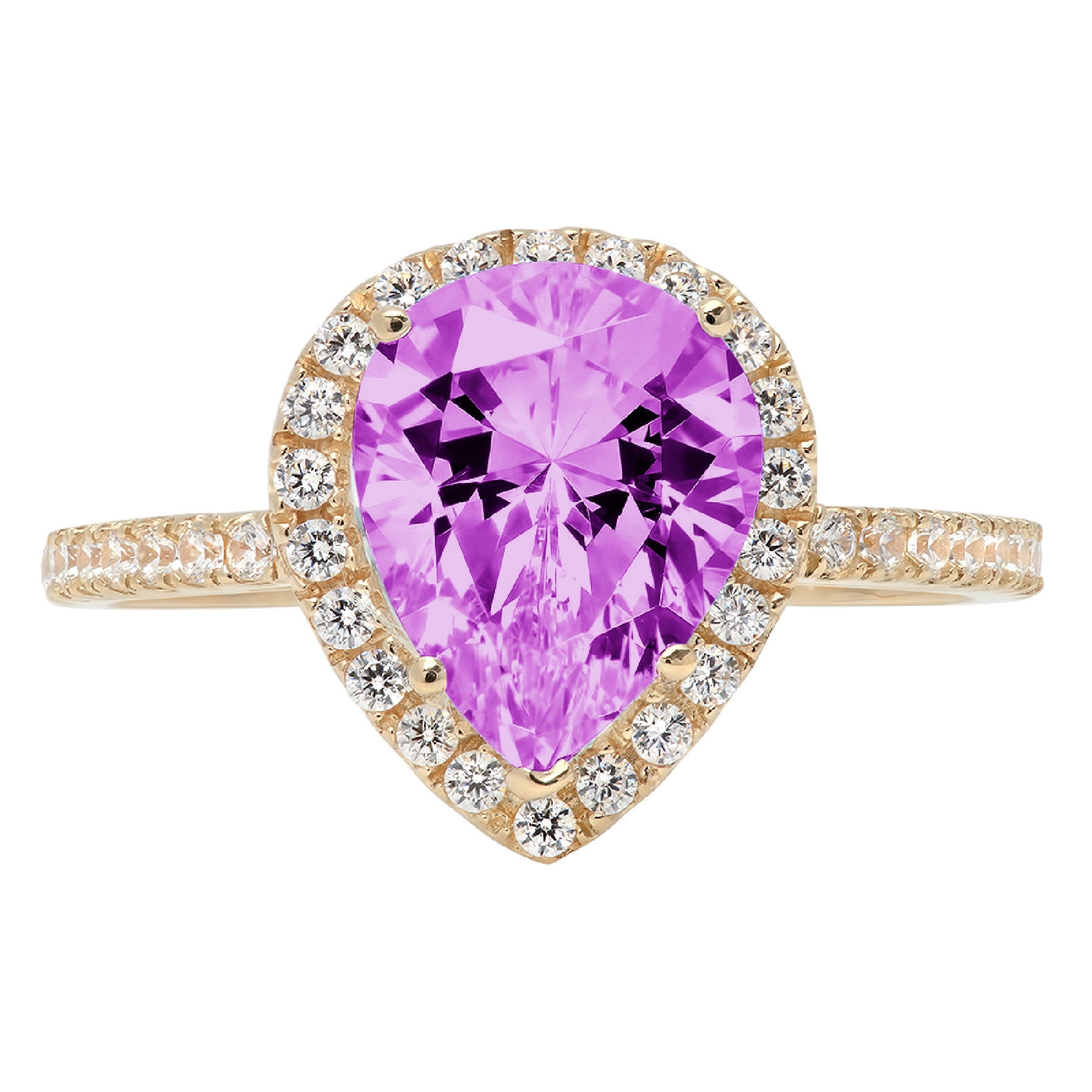 2.38 ct Pear Cut Simulated Alexandrite with Simulated Diamond Halo ...