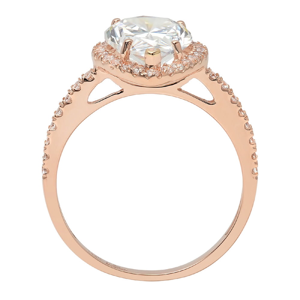 2.38 ct Pear Cut Simulated Diamond Halo Engagement Ring for Women in 18K Rose Gold - Walmart.com