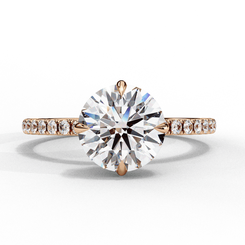 2.38CT Round Cut Lab Grown Diamond 14k Rose Gold Ring Pave Set Wedding ...