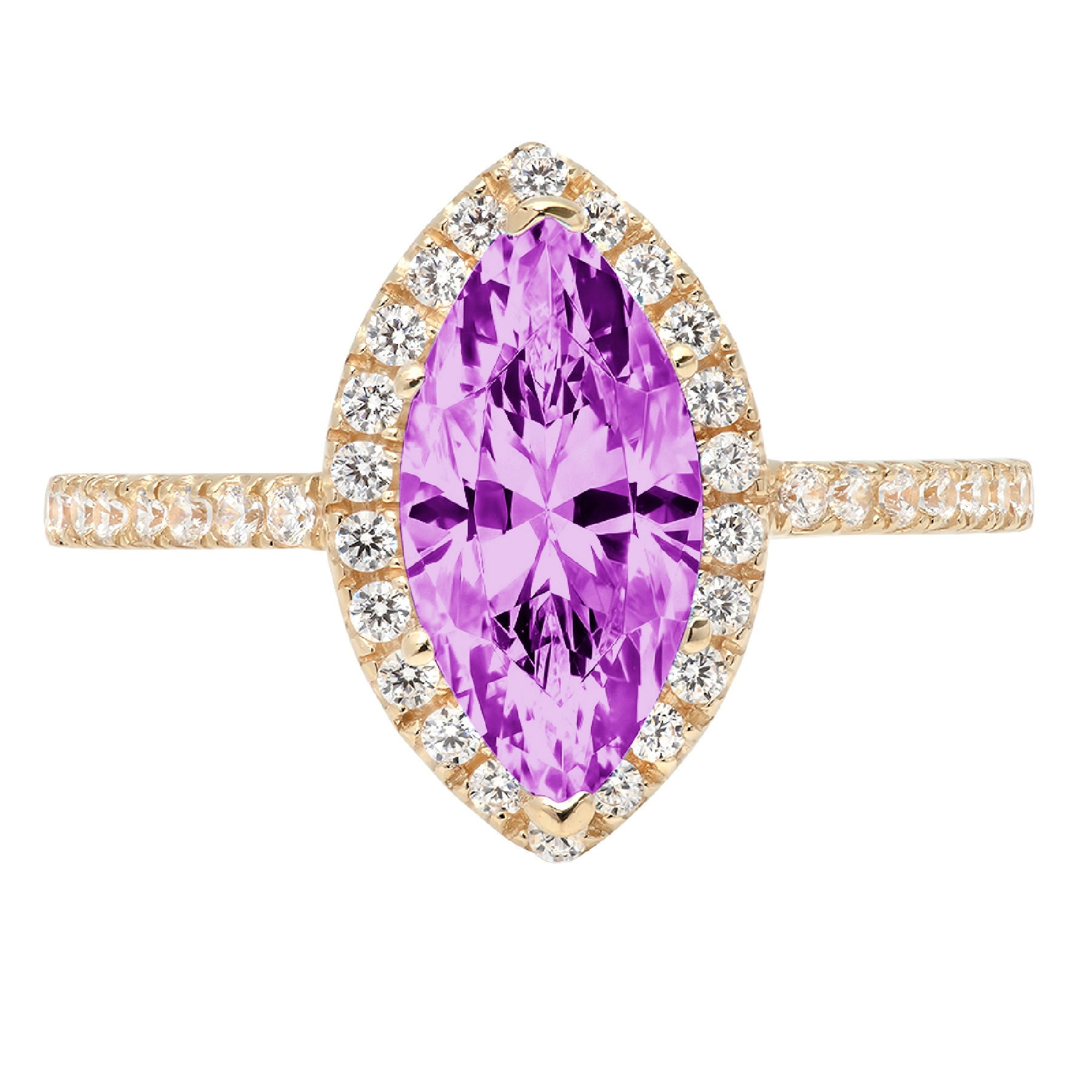 2.38ct Marquise cut - Halo - VVS1 Simulated Alexandrite - 18k Yellow Gold - Bridal Anniversary ...