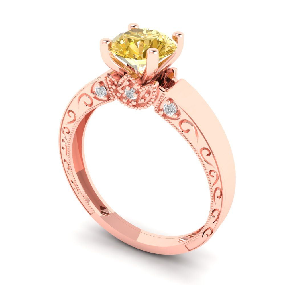 2.38ct Pear Cut Pink Crystal 18k Yellow Gold Engraving Statement Bridal Wedding Halo Designer ...