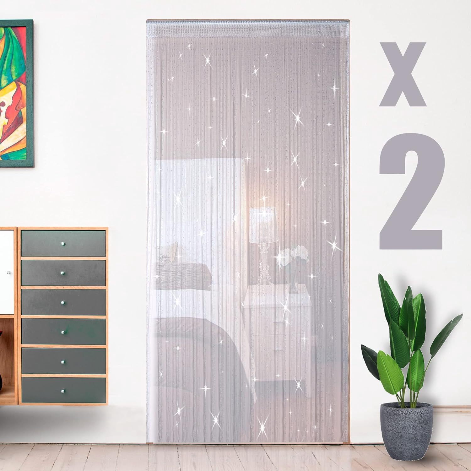 2 39 x 79 Inch Beaded Curtain String Door Curtains, Hippie Room Decor ...