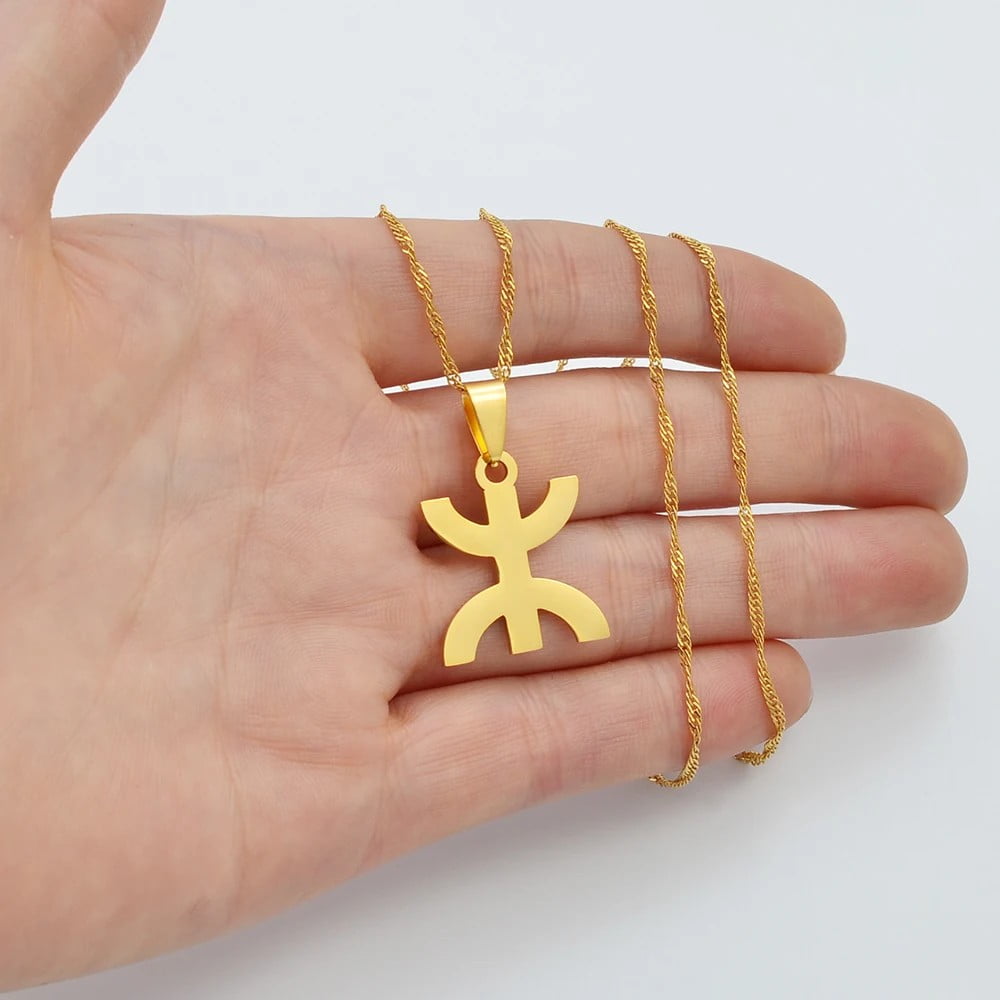 2.3CM Africa Berbers Symbol 14k Yellow Gold Pendant Necklaces African ...