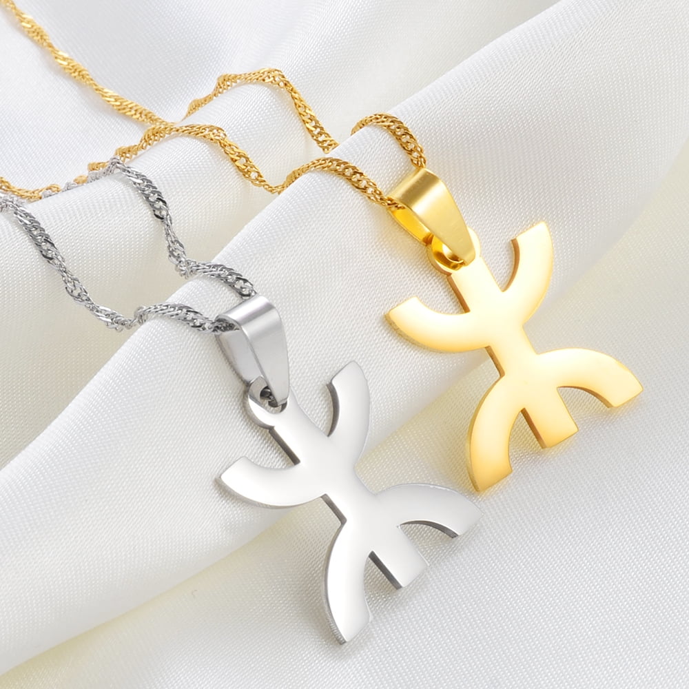 2.3CM Africa Berbers Symbol 14k Yellow Gold Pendant Necklaces African ...