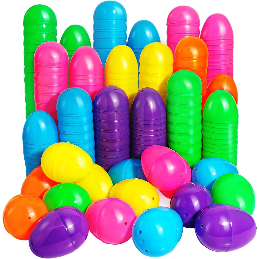 2.3Inch Large Plastic Easter Eggs,96 Pcs Fillable Toys For Easter Eggs,Colorful Bright Eggshell ...