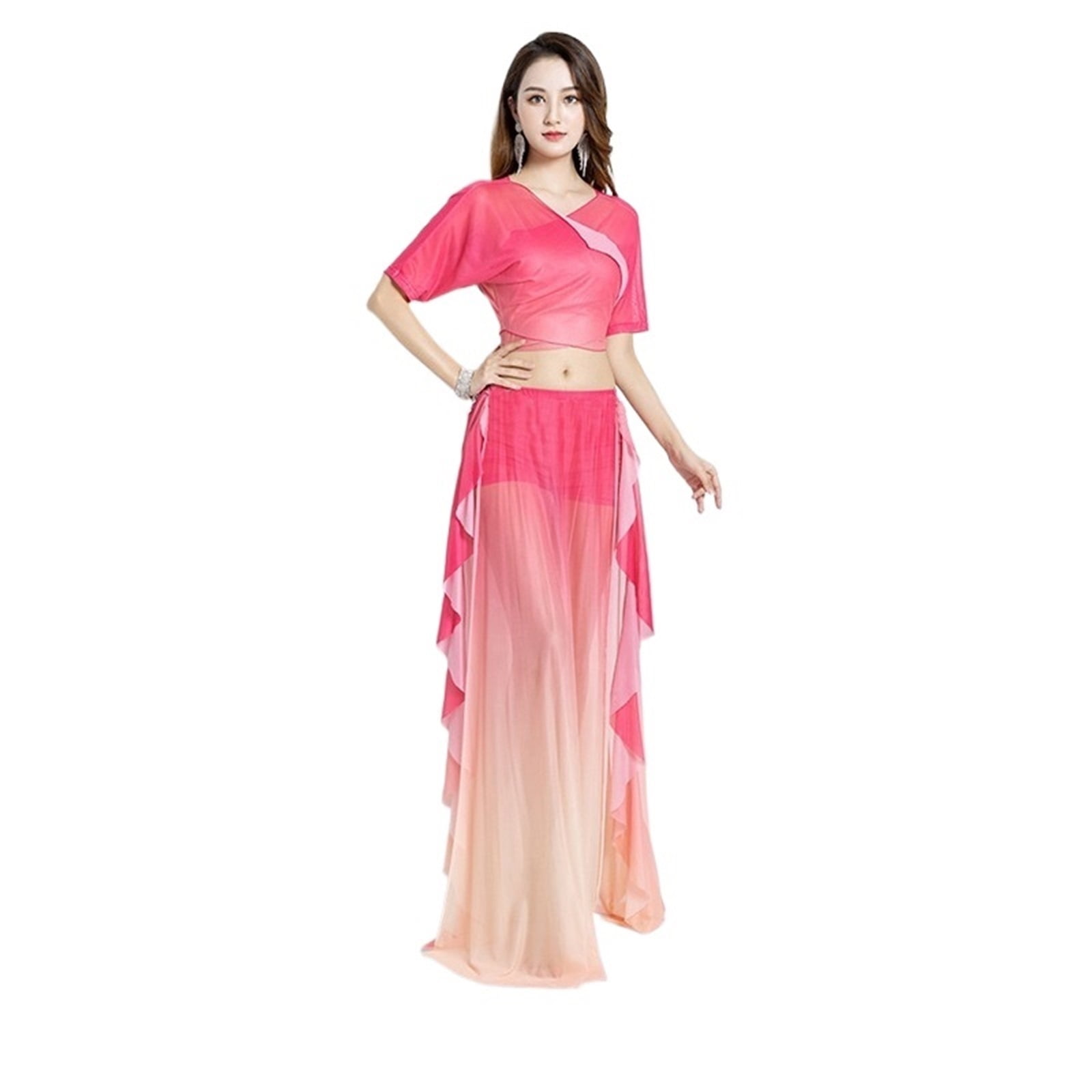 2/3PCS Women Belly Dance Outfit Top Split Long Skirt Suit Adult Elegant ...