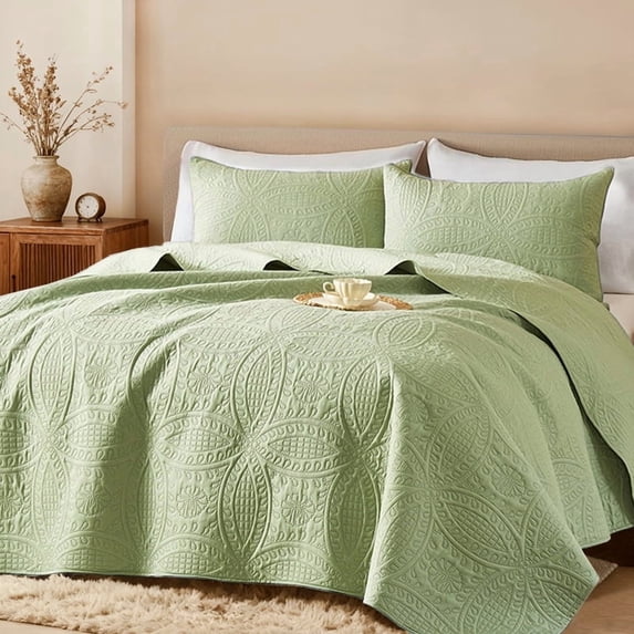 2/3Pcs Bohemian Coin Pattern Quilted Bedspread Set, 1 Quilt & 1 Or 2 ...