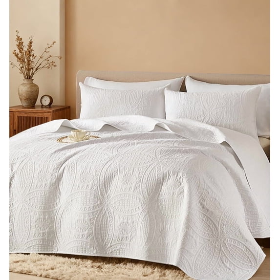 2/3Pcs Bohemian Coin Pattern Quilted Bedspread Set, 1 Quilt & 1 Or 2 ...