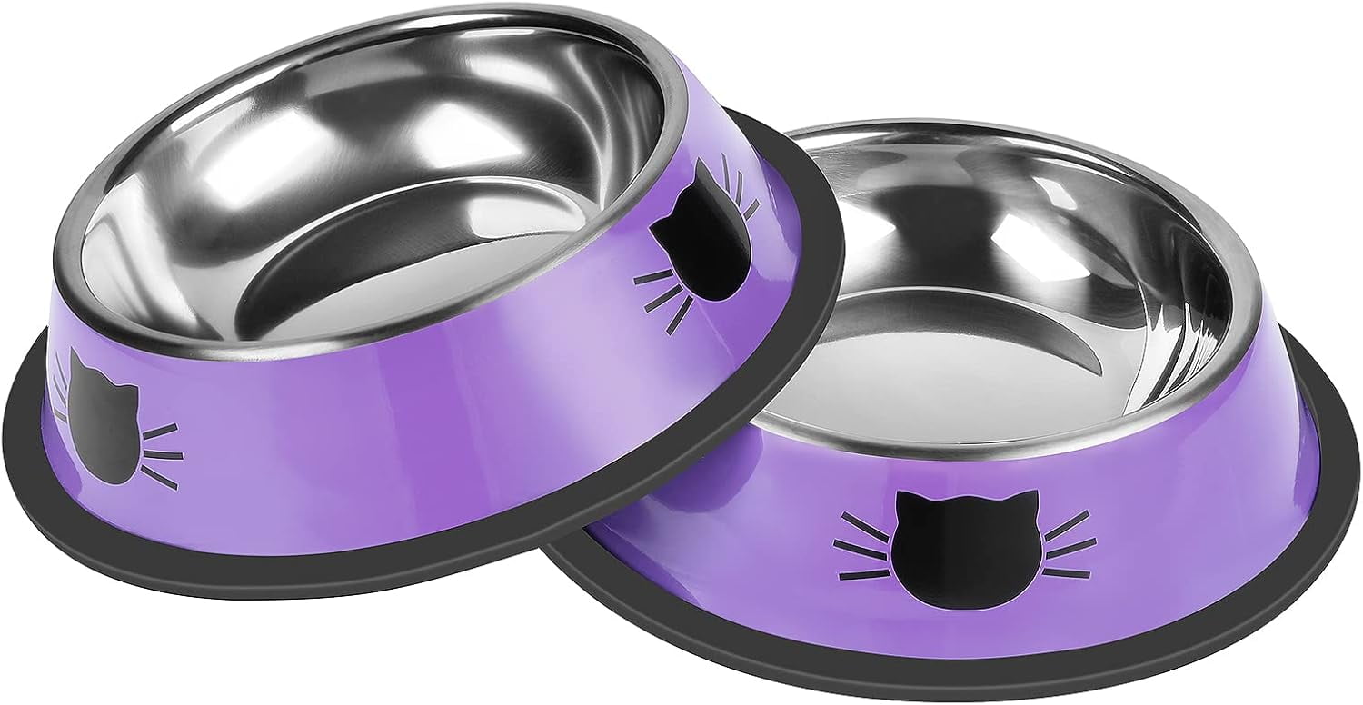 2/3Pcs Cat Bowls Non-Slip Stainless Steel Small Cat Food Bowls ...