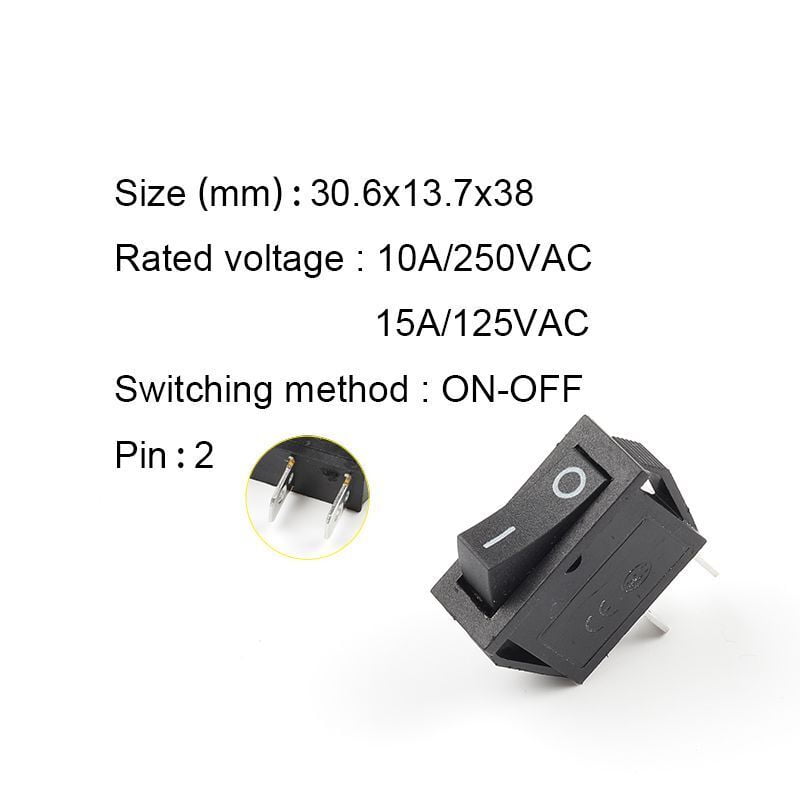 2/3Pin Electrical Equipment 10A 250V 15A 125V AC Rocker Switch with ...