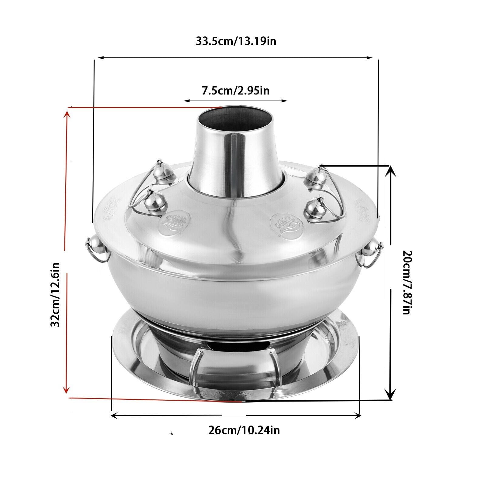 2.3QT Silver Hot Pot Beijing Charcoal hotpot, Instant-boiled Mutton ...