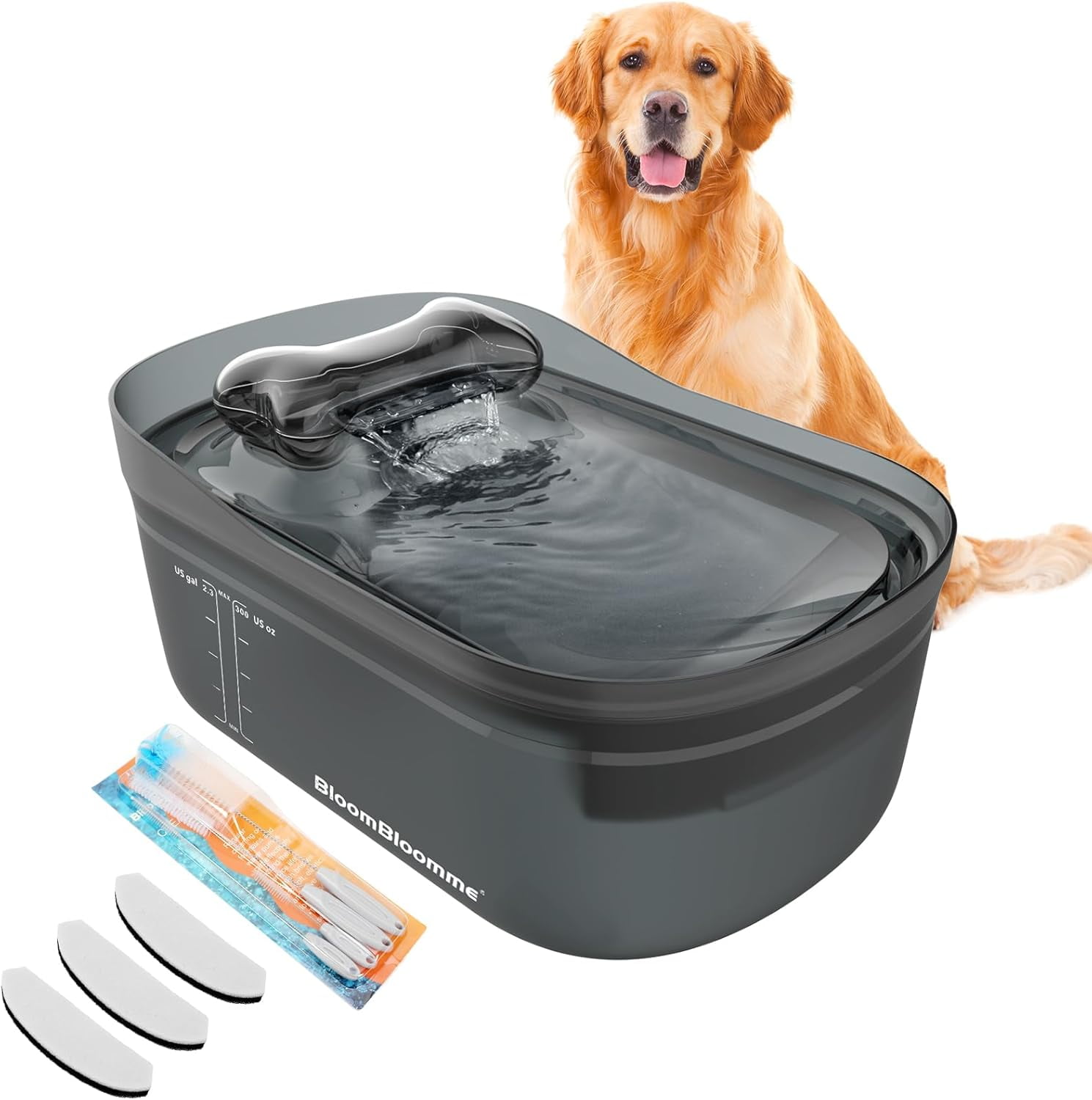 2.3gal/300oz/9L Ultra Quiet Pet Running Water Fountain for Large/Medium ...