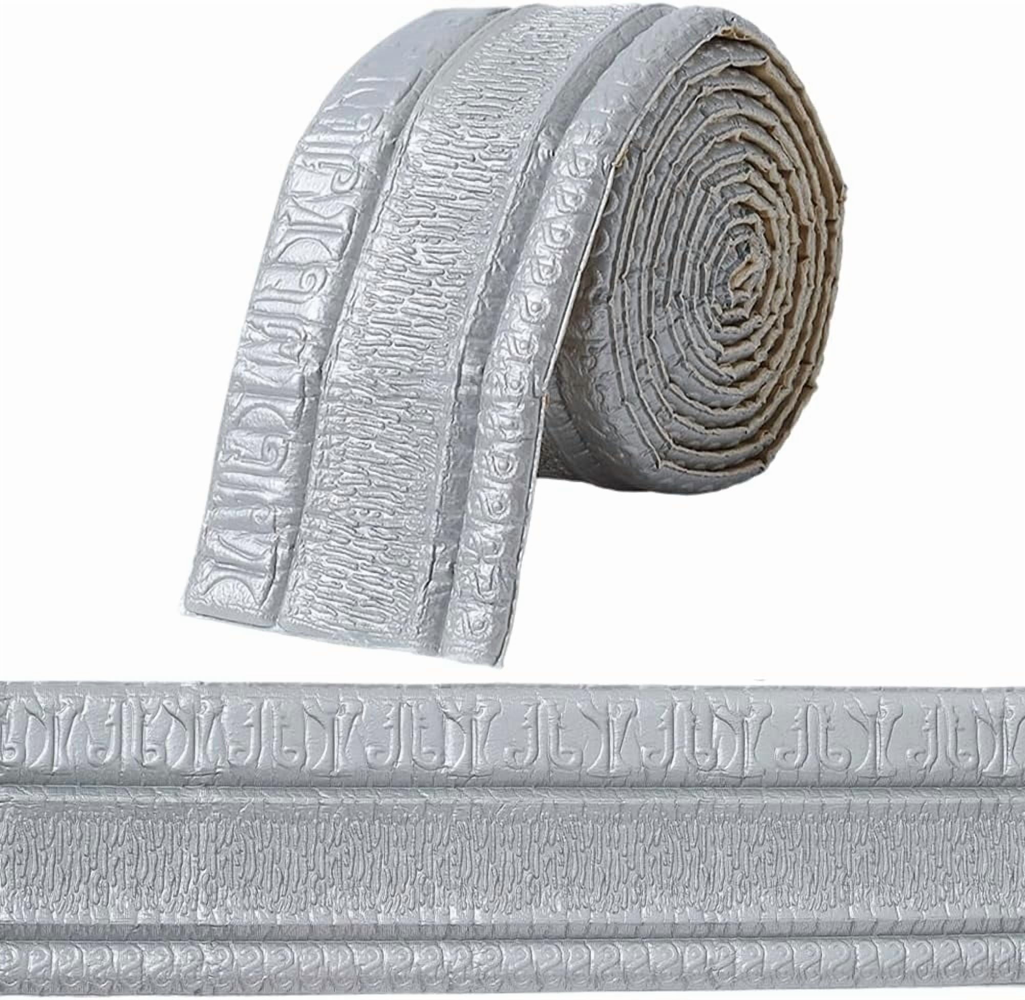 2.3mx79mm 3D Wall Edging Foam Flexible Wallpaper Border Silver Gray ...