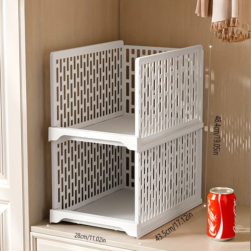 2/3pc Stackable Lattice Drawer Bins - Foldable Plastic Organizers for ...