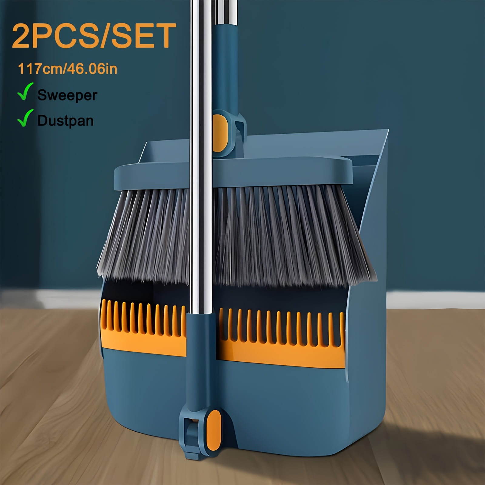 2/3pcs 3-in-1 Broom Set - Upgrade Long Handle Foldable Broom/Dustpan ...