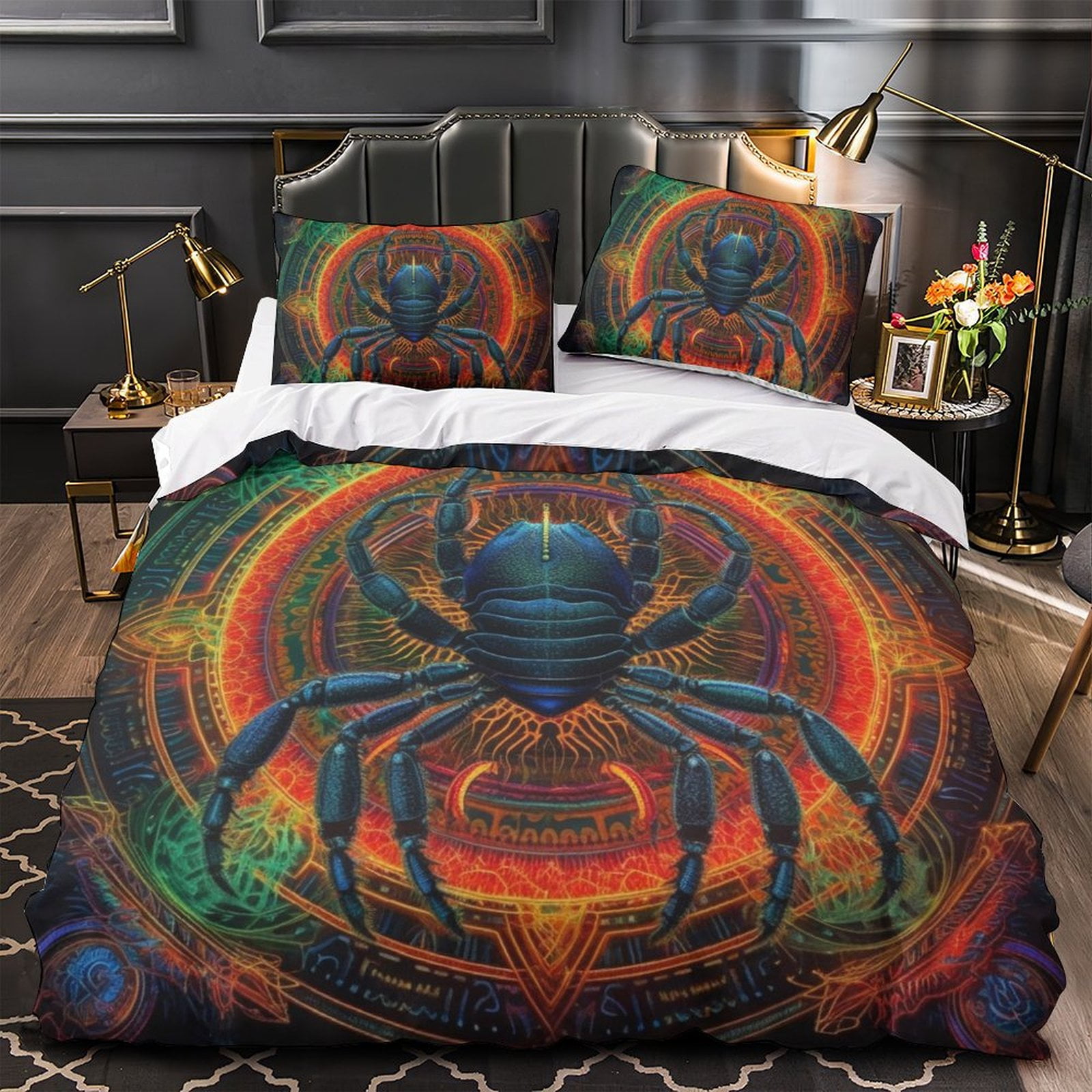 2/3pcs Bedding Set 3D Spider Printed Comforter Cover Pillowcase Boy Man ...