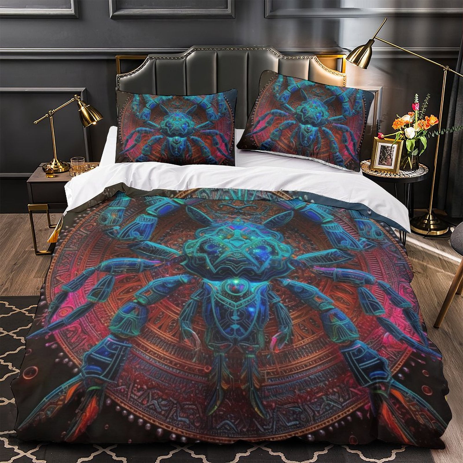 2/3pcs Bedding Set 3D Spider Printed Comforter Cover Pillowcase Boy Man ...