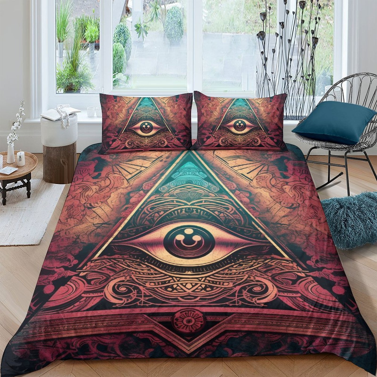 2/3pcs Bedding Set All-seeing Eye Printed Comforter Cover Set Adult ...
