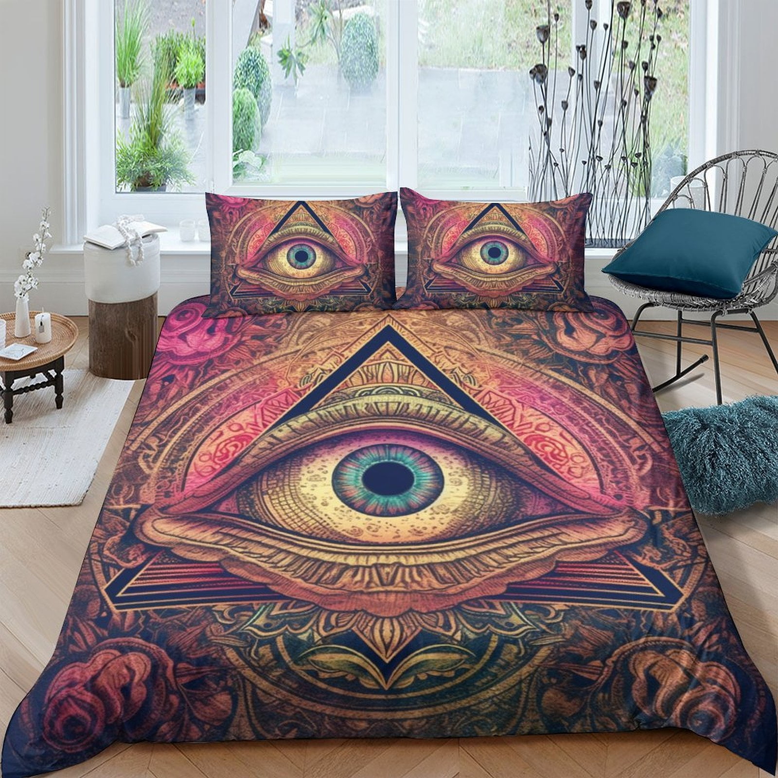 2/3pcs Bedding Set All-seeing Eye Printed Comforter Cover Set Adult ...