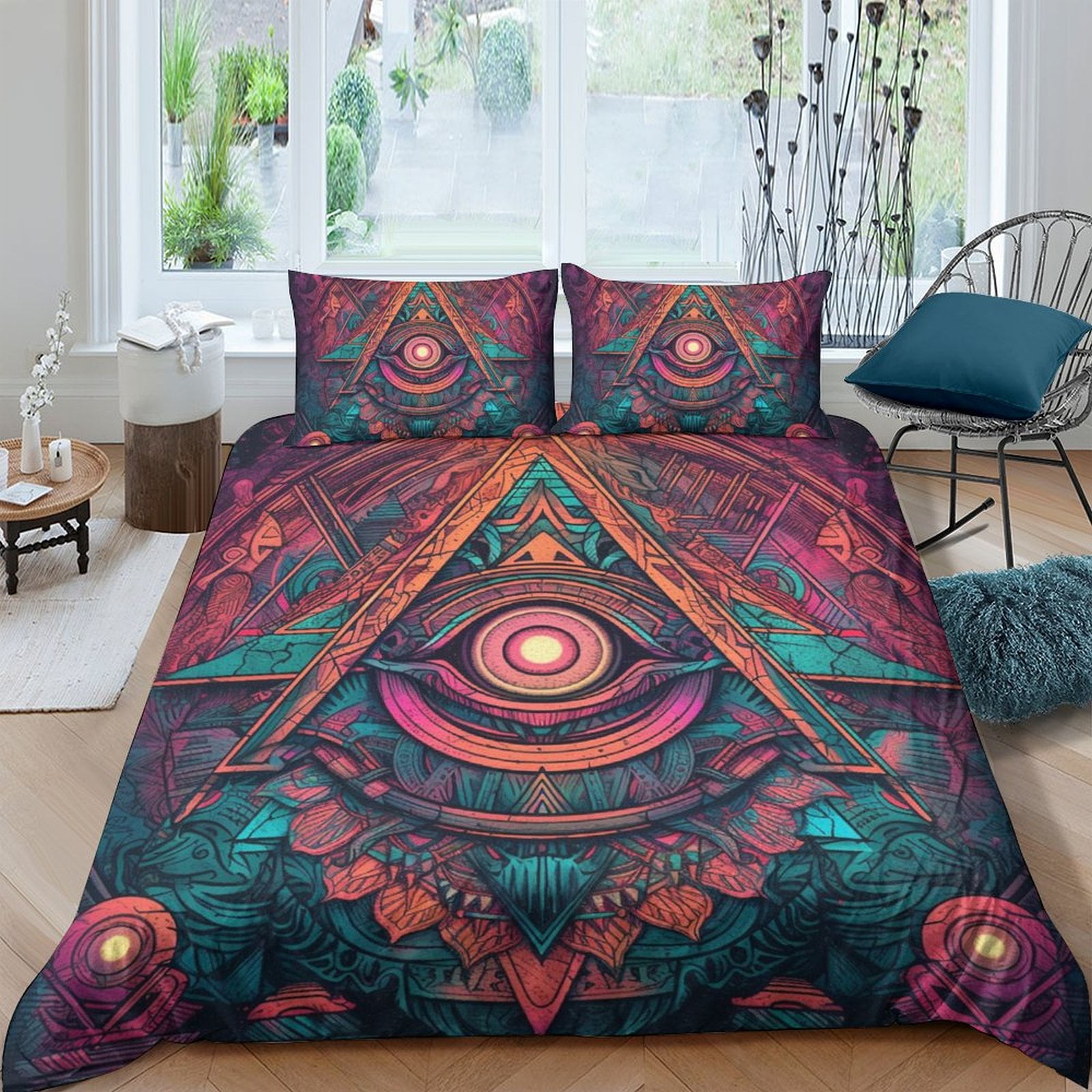 2/3pcs Bedding Set All-seeing Eye Printed Comforter Cover Set Adult ...