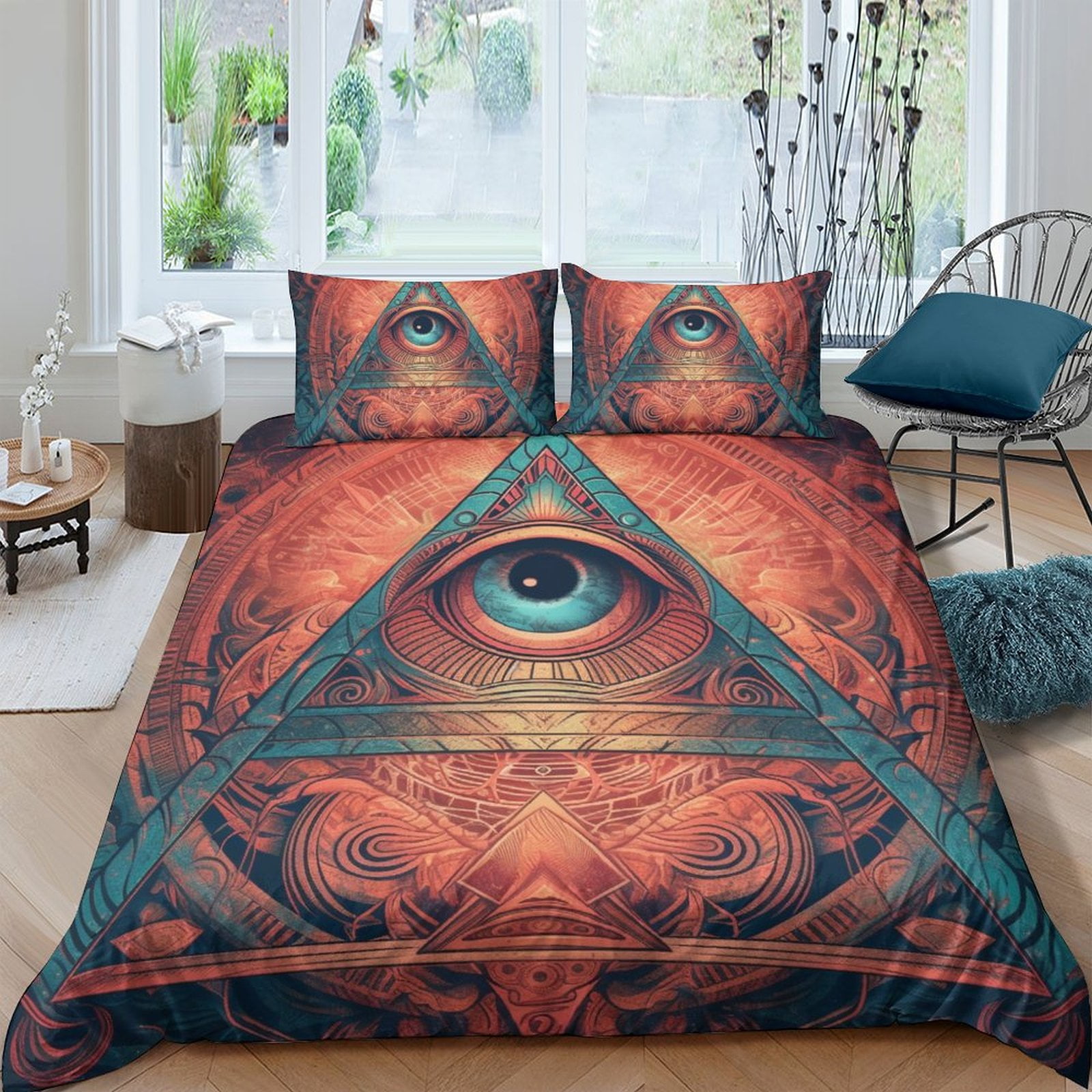 2/3pcs Bedding Set All-seeing Eye Printed Comforter Cover Set Adult ...