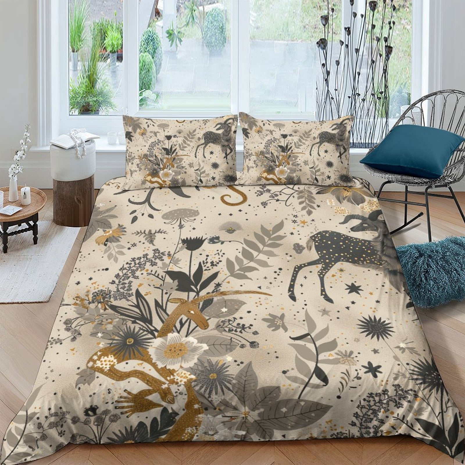 2/3pcs Bedding Set Antelope Printed Duvet Cover Pillowcase Kids Adult ...