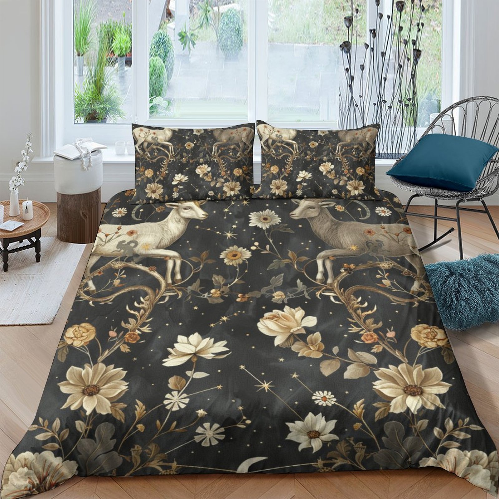 2/3pcs Bedding Set Antelope Printed Duvet Cover Pillowcase Kids Adult ...