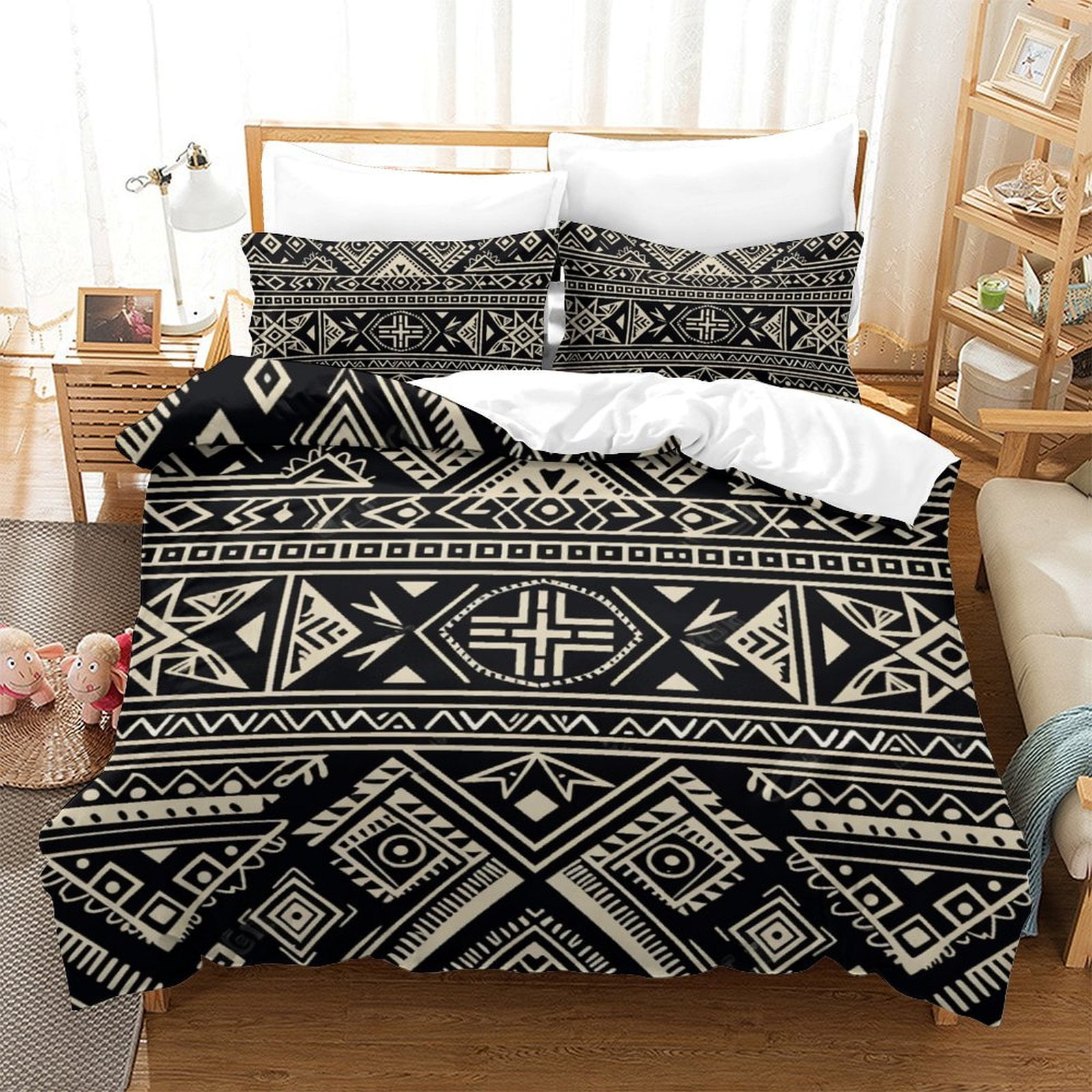 2/3pcs Bedding Set Black and White Bohemian Duvet Cover Set Home Modern ...