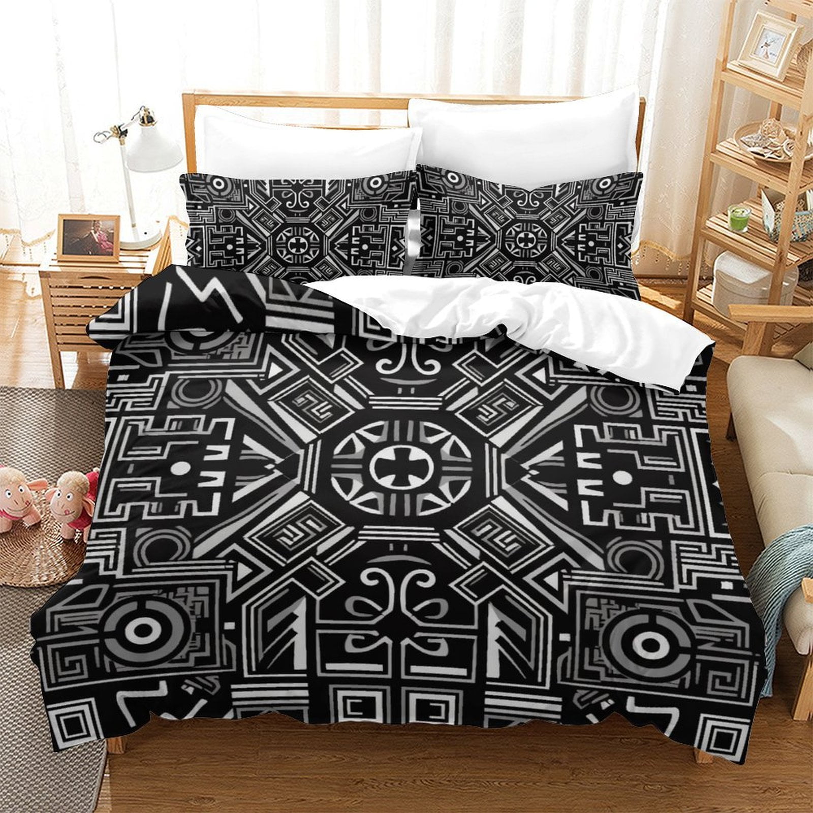 2/3pcs Bedding Set Black and White Bohemian Duvet Cover Set Home Modern ...