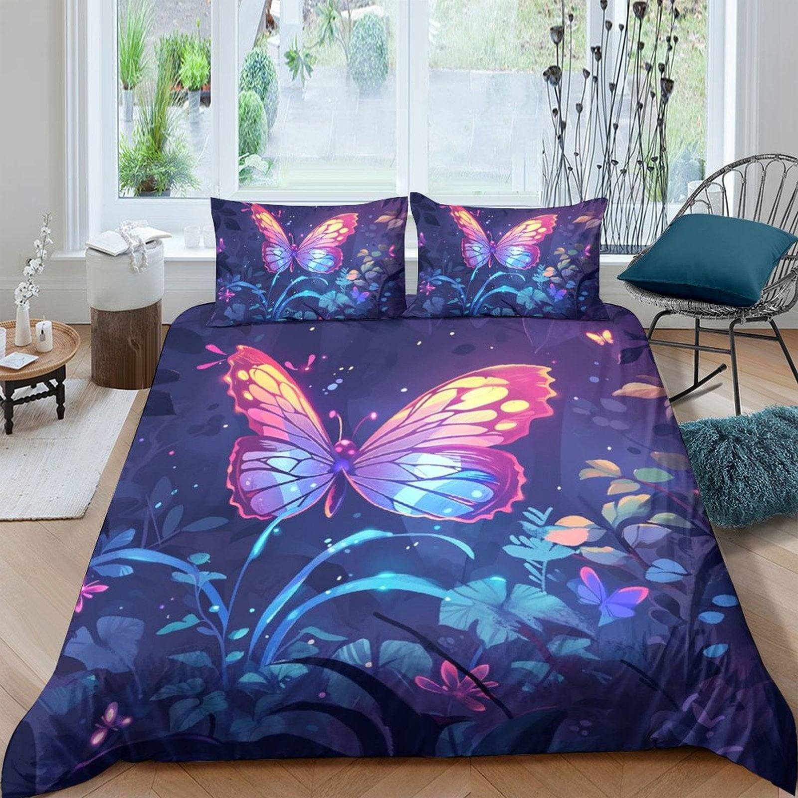 2/3pcs Bedding Set Butterfly Printed Bedspreads Comforter Cover Set ...