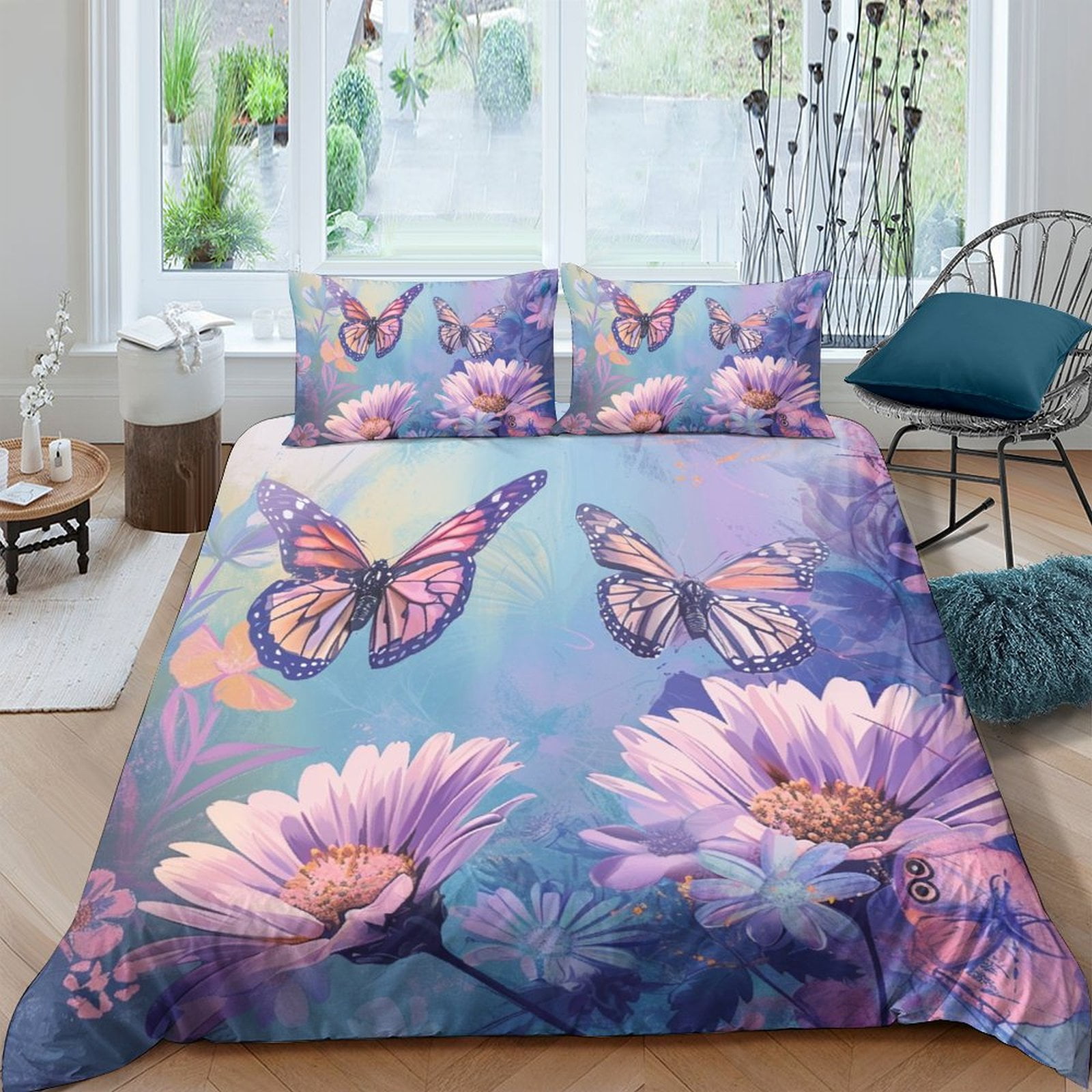 2/3pcs Bedding Set Butterfly Printed Bedspreads Comforter Cover Set ...