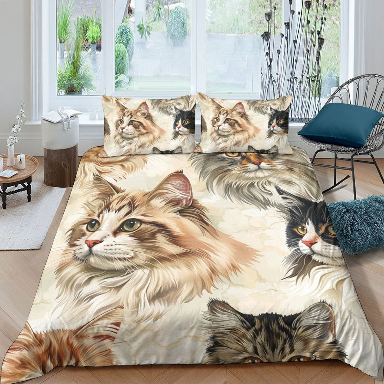 2/3pcs Bedding Set Cats Printed Bedroom Decor Teen Adult High Quality ...