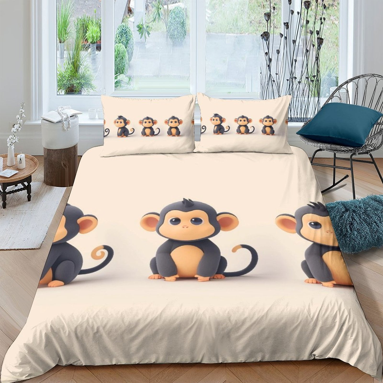2/3pcs Bedding Set Fashion Design Monkey Printed Comforter Cover Set ...