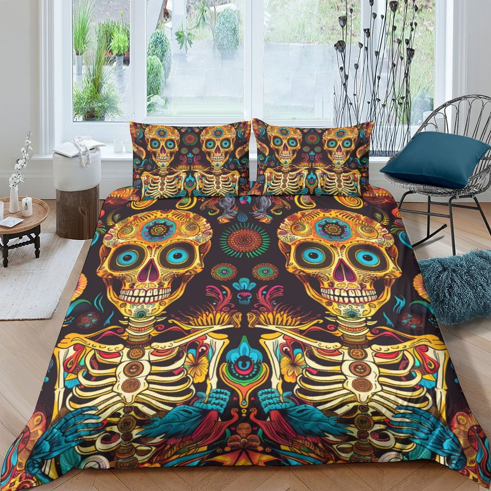 2/3pcs Bedding Set Fashion Skull Printed Comforter Cover Set Home ...