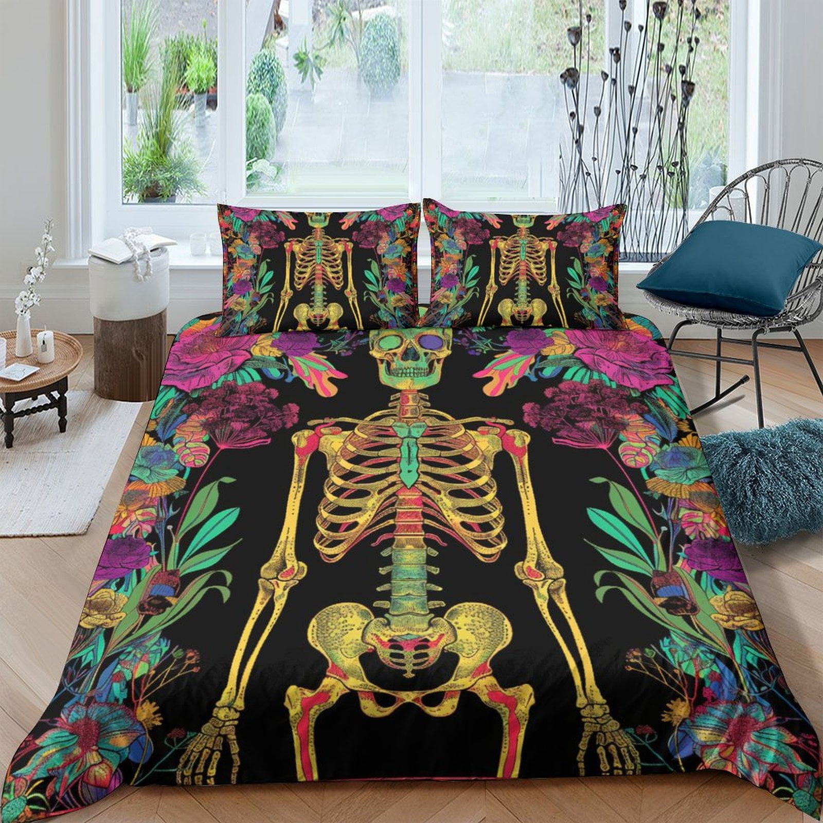2/3pcs Bedding Set Fashion Skull Printed Comforter Cover Set Home Highend Bedspreads,Twin (68 ...