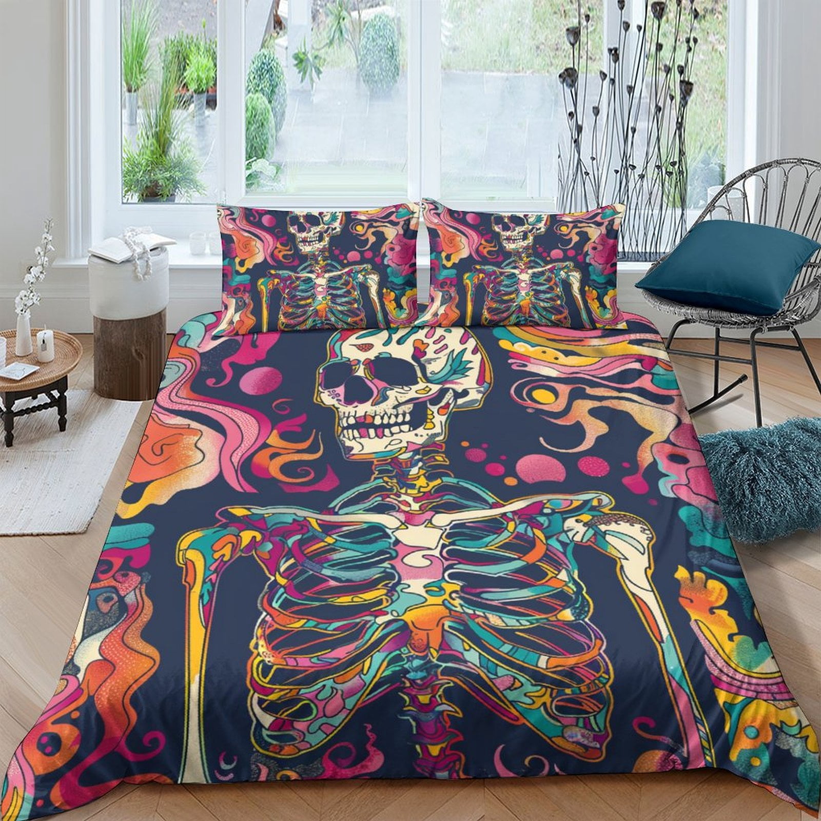 2/3pcs Bedding Set Skull Printed Bedspreads Unique Design Home Textiles ...