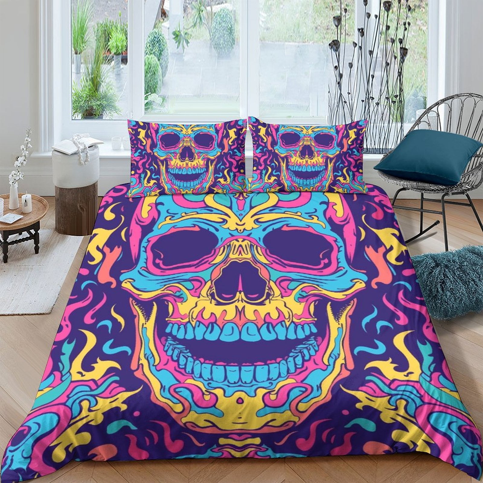 2/3pcs Bedding Set Skull Printed Bedspreads Unique Design Home Textiles ...