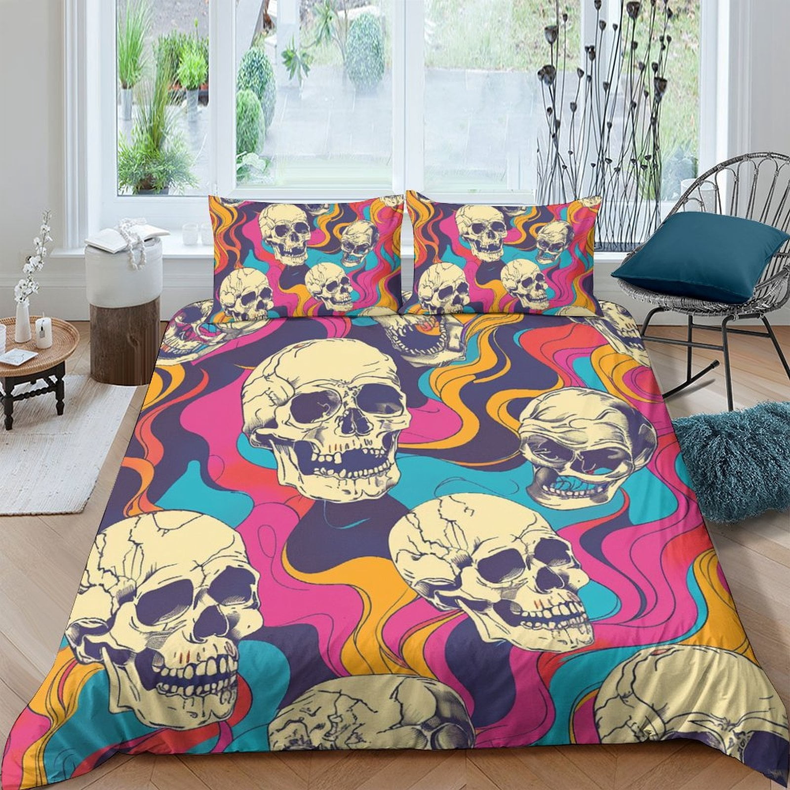 2/3pcs Bedding Set Skull Printed Bedspreads Unique Design Home Textiles ...