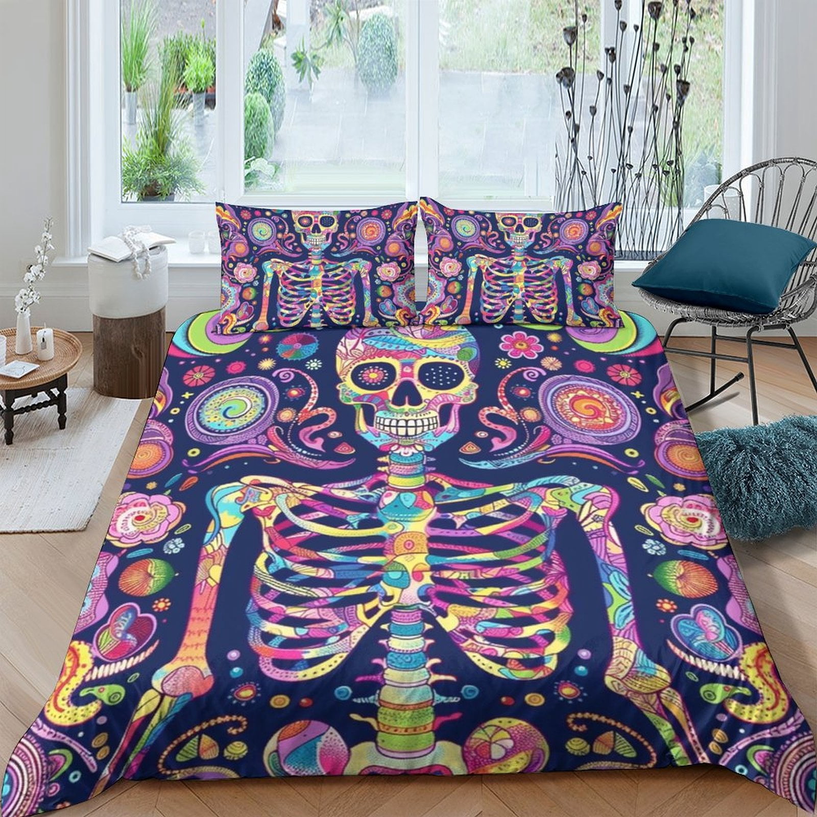 2/3pcs Bedding Set Skull Printed Bedspreads Unique Design Home Textiles ...