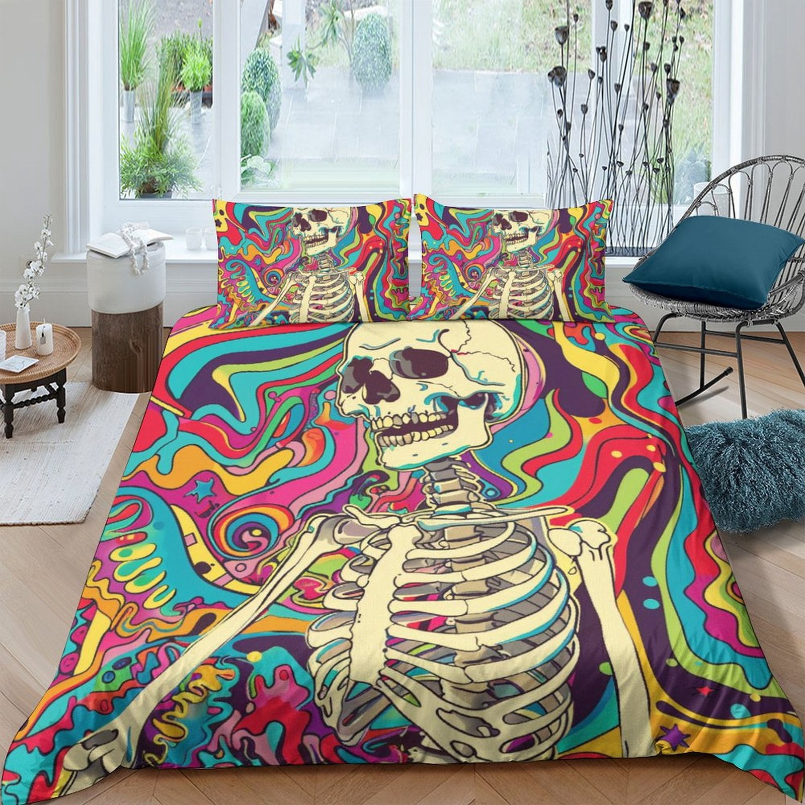2/3pcs Bedding Set Skull Printed Bedspreads Unique Design Home Textiles ...