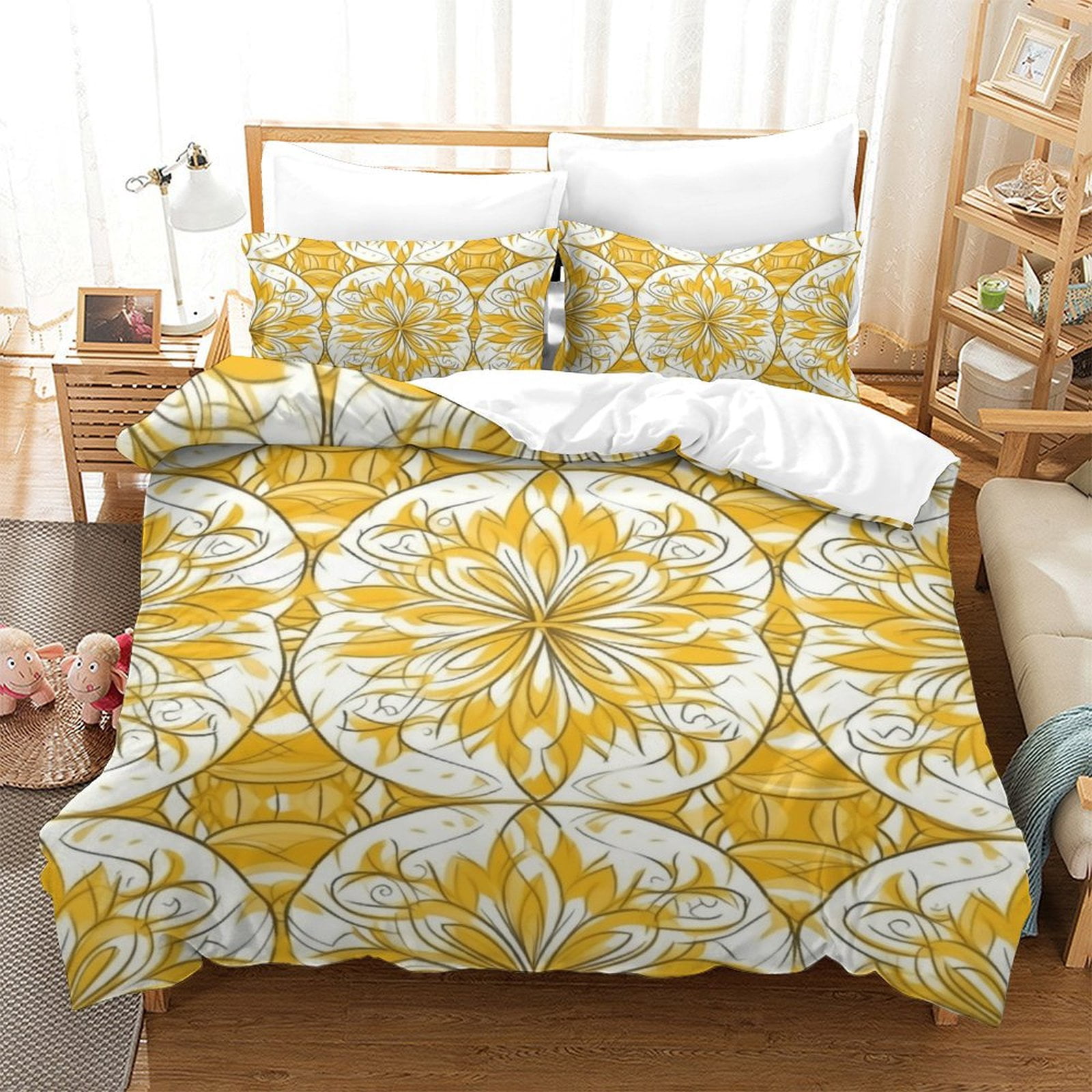 2/3pcs Duvet Cover Set Yellow Flower Pattern Printed Bedspreads Home ...