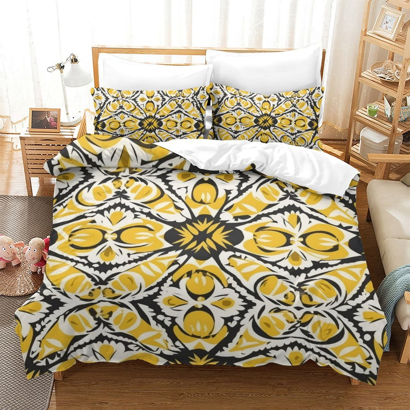 2/3pcs Duvet Cover Set Yellow Flower Pattern Printed Bedspreads Home ...