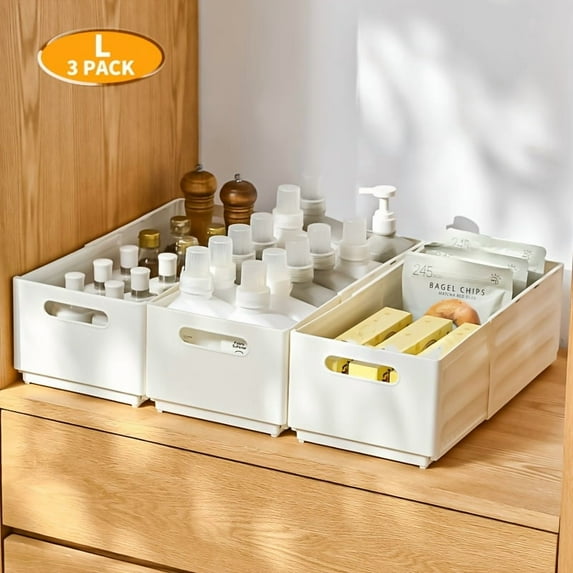 2/3pcs Expandable Foldable Stackable Plastic Storage Bins, Adjustable ...